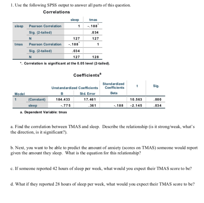 Solved ..188 1. Use the following SPSS output to answer all | Chegg.com