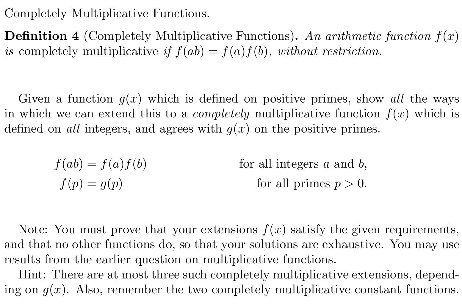 Solved Completely Multiplicative Functions Definition 4
