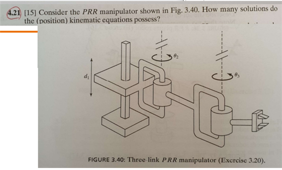 Solved 4.21 [15] Consider the PRR manipulator shown in Fig. | Chegg.com