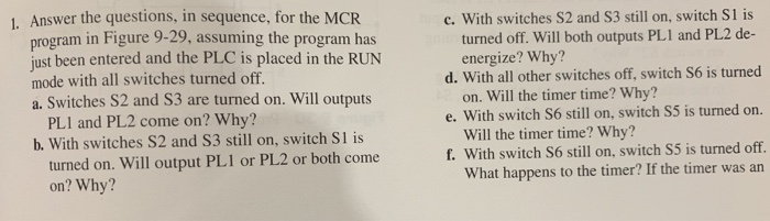 Solved . Answer the questions, in sequence, for the MCR c. | Chegg.com