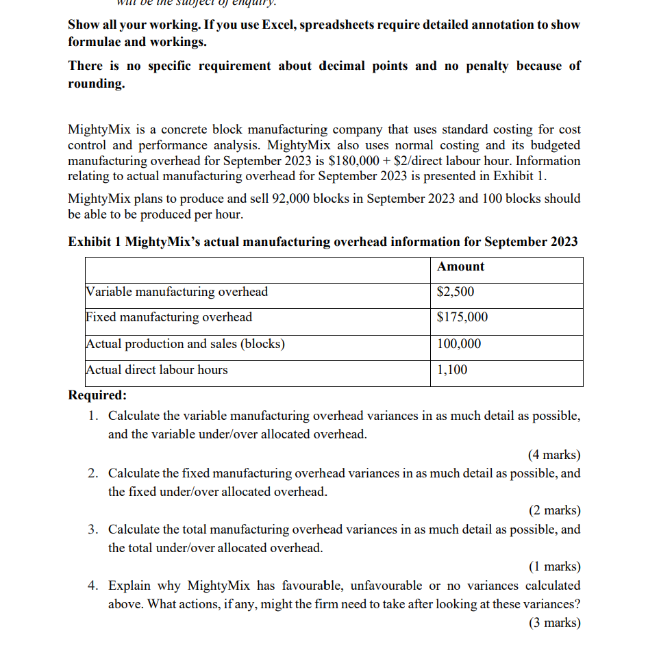 Solved Show all your working. If you use Excel, spreadsheets | Chegg.com