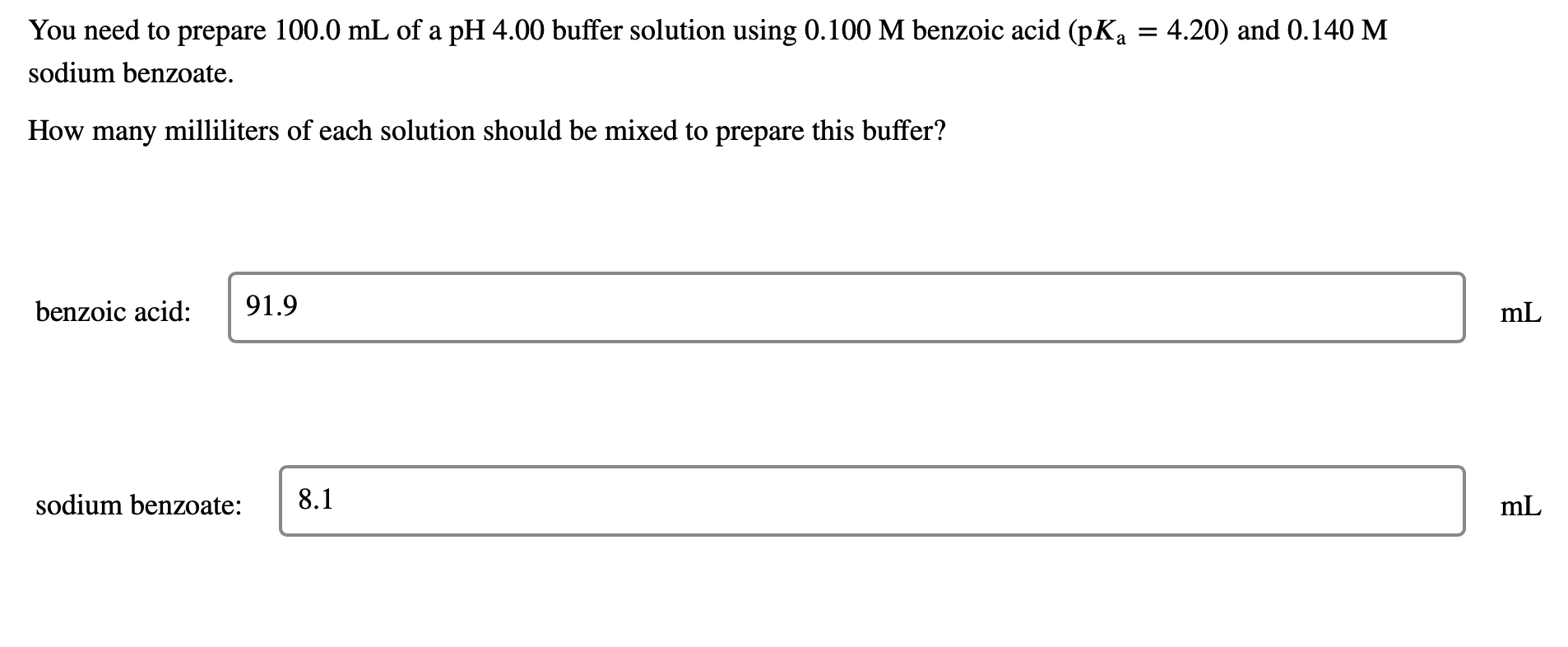 Solved You need to prepare 100.0mL ﻿of a pH 4.00 ﻿buffer | Chegg.com