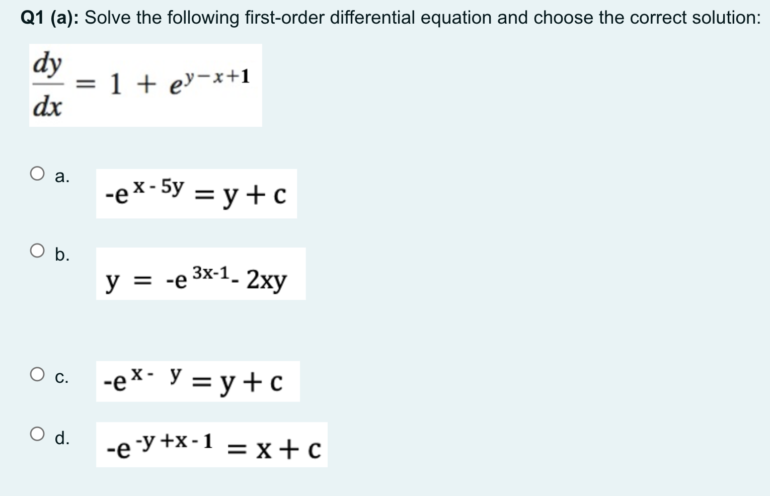 Solved Q1 (a): Solve the following first-order differential | Chegg.com