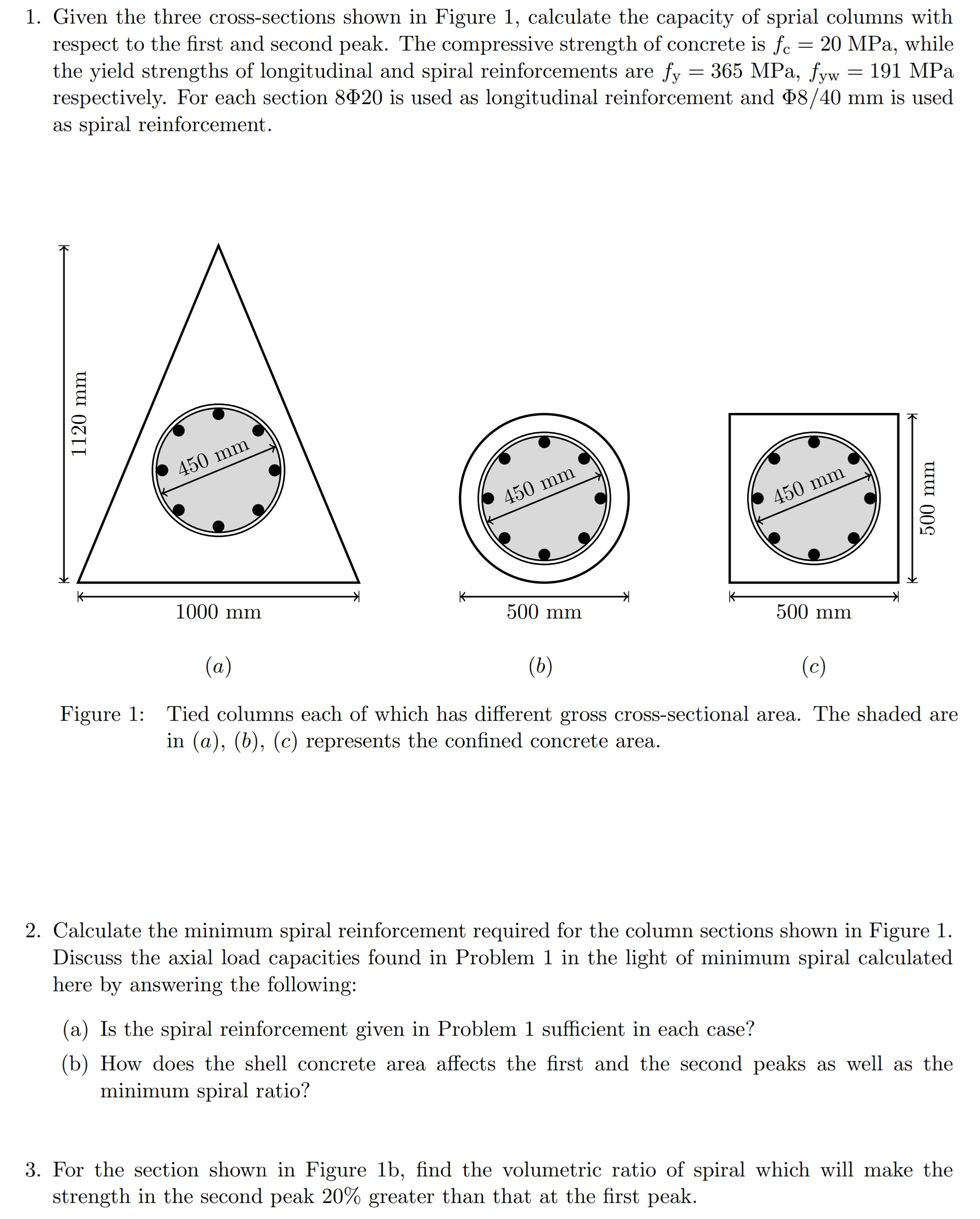 1. ﻿Given the three cross-sections shown in Figure 1, | Chegg.com