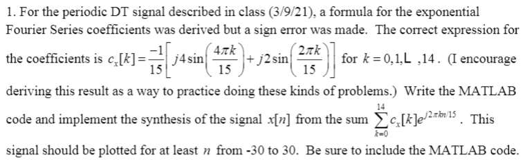Solved Only the MATLAB portion of the problem needs to be | Chegg.com