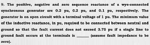 Solved 9. The positive, negative and zero sequence reactance | Chegg.com