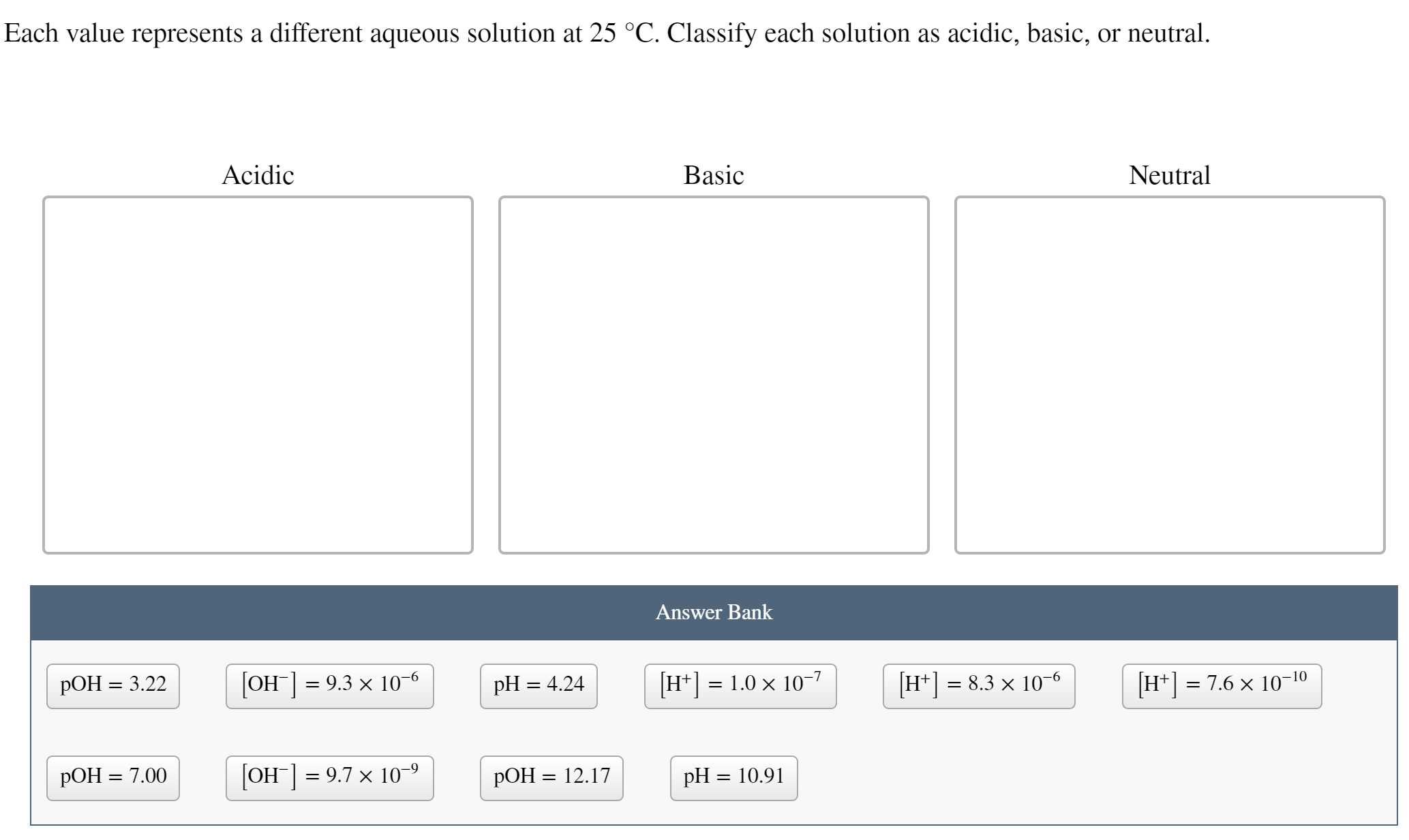 Solved Each value represents a different aqueous solution at | Chegg.com