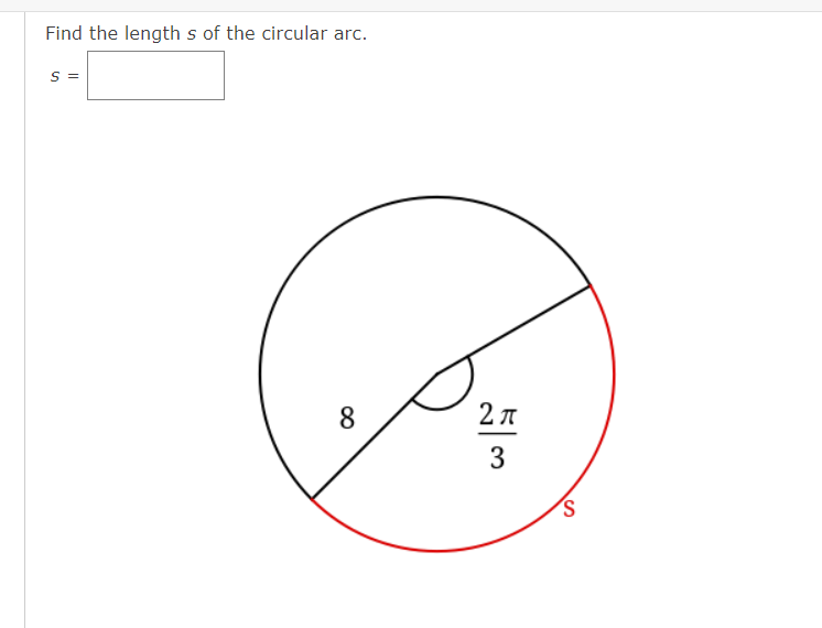 Solved Find the length s of the circular arc. | Chegg.com Solved Find the length s of the circular arc. | Chegg.com