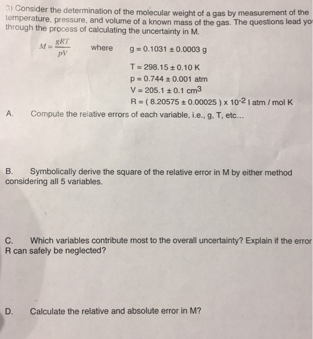 Solved A Series Of Calculations Of Relative Errors Deriving