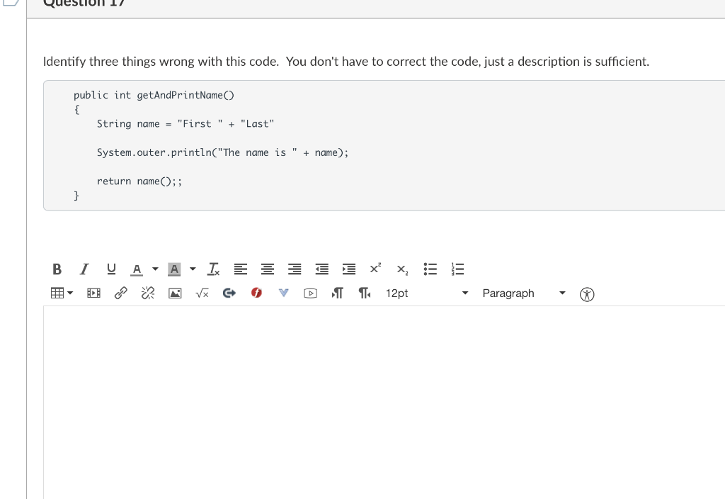 Solved Identify three things wrong with this code. You don't | Chegg.com