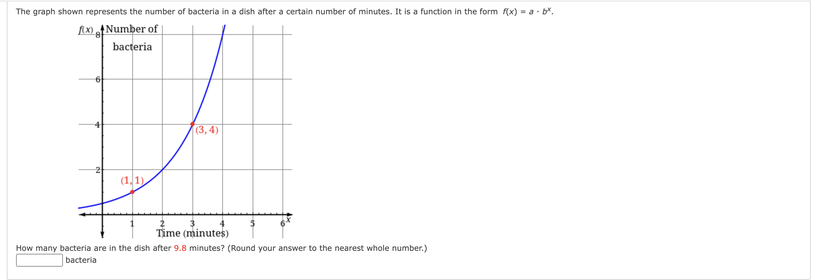 Solved The graph shown represents the number of bacteria in | Chegg.com