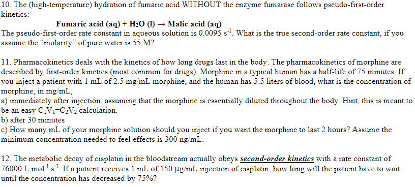 Solved 10. The (high-temperature) hydration of fumaric acid | Chegg.com