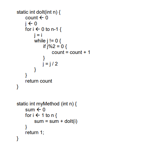 Solved Determine the big O running time of the method | Chegg.com