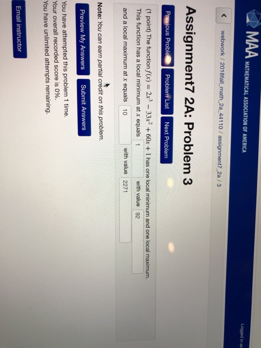 Solved MATHEMATICAL ASSOCIATION OF AMERICA Logged in as | Chegg.com