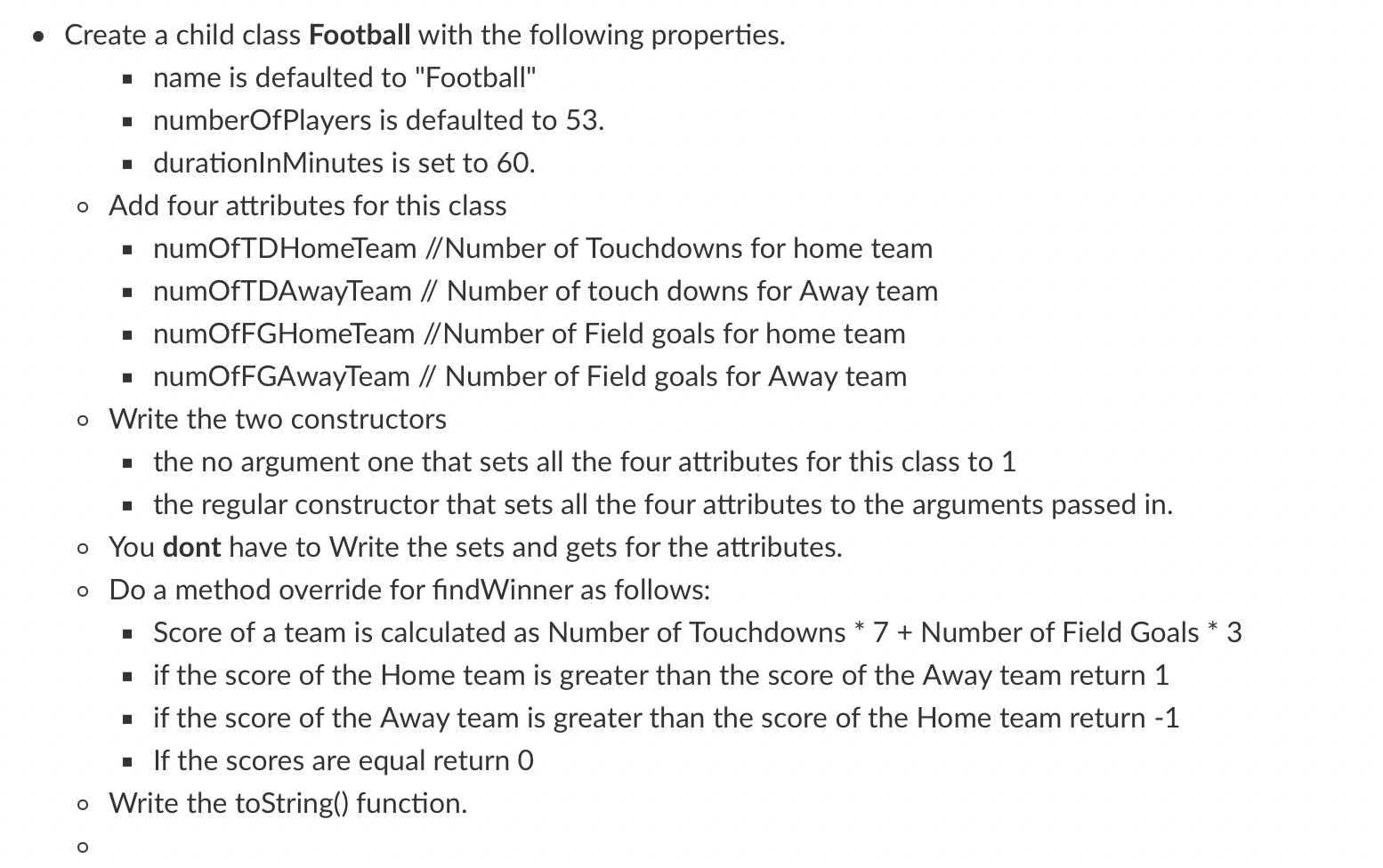 A snippet of code is shown below. public class Sport | Chegg.com