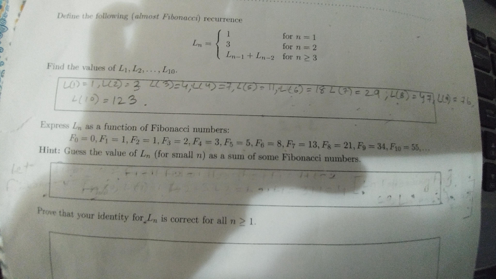 Solved Define the following (almost Fibonacci) recurrence | Chegg.com