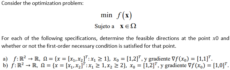 Solved Consider the optimization problem: min f(x) Sujeto a | Chegg.com