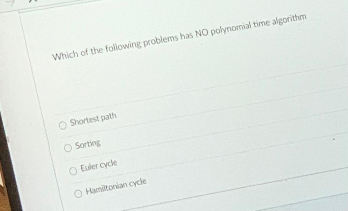 Solved Which of the following problems has NO polynomial | Chegg.com