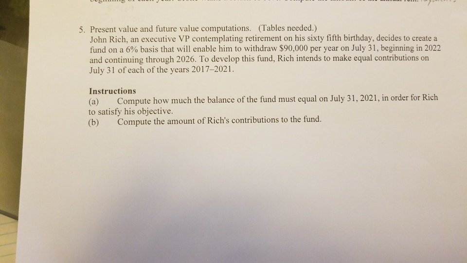 Solved 5. Present value and future value computations. | Chegg.com