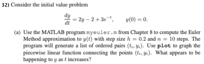 32) Consider the initial value problem | Chegg.com