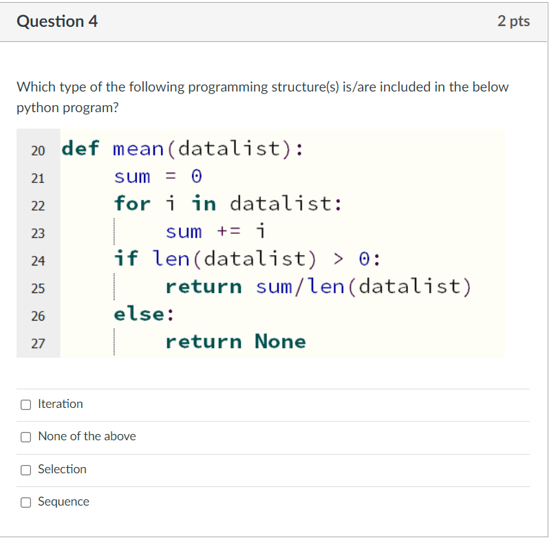 Solved Question 4 2 pts Which type of the following | Chegg.com