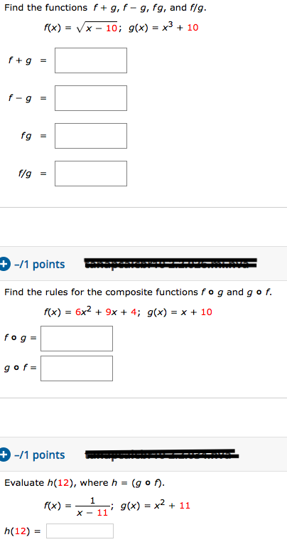 Solved Find the functions f+g, f - g, fg, and flg. f(x) = x | Chegg.com