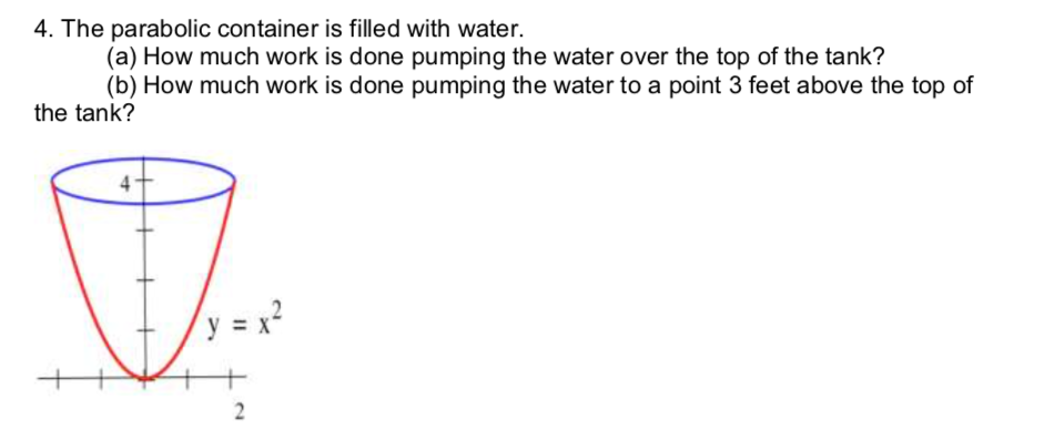 Solved 4. The parabolic container is filled with water. (a) | Chegg.com