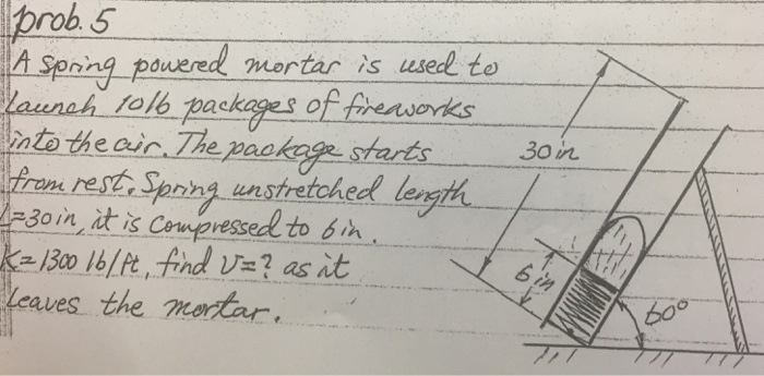 Solved A spring powered mortar is used to launch 10 lb | Chegg.com