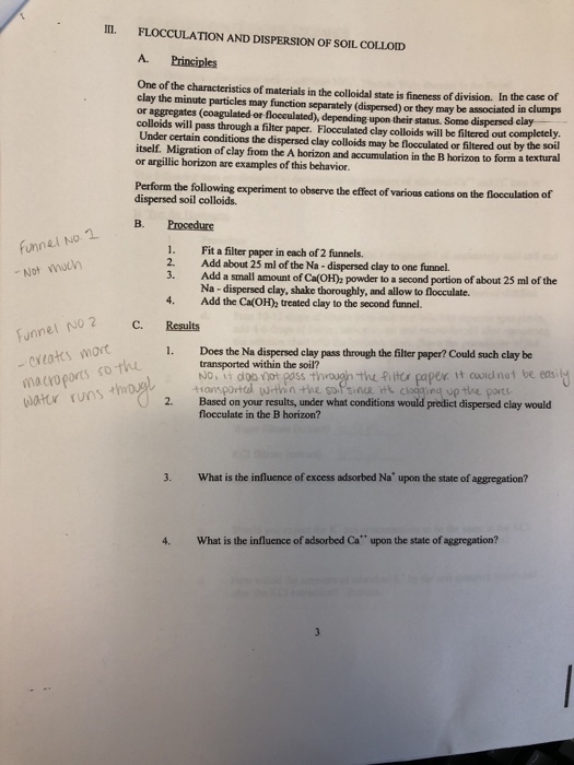 Solved Im. FLOCCULATION AND DISPERSION OF SOIL COLLOD A. | Chegg.com