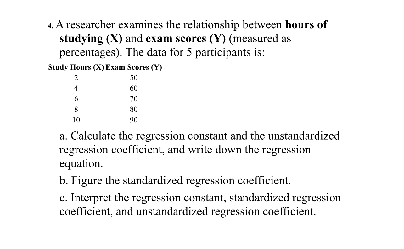 Solved 4. ﻿A researcher examines the relationship between | Chegg.com
