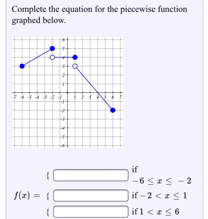 Solved Complete The Equation For The Piecewise Function