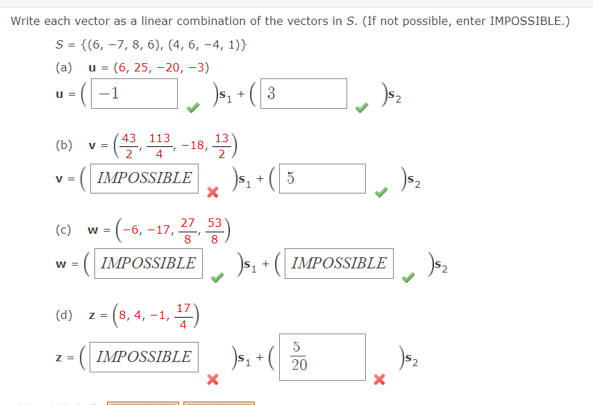 Solved Write each vector as a linear combination of the | Chegg.com