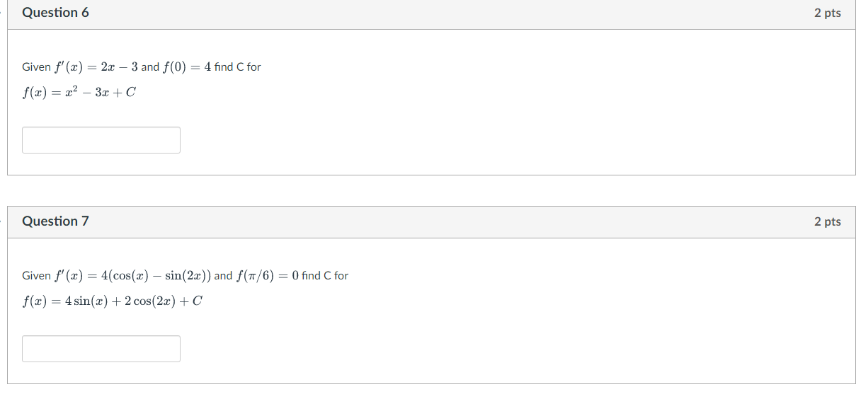 Solved Given F′ X 2x−3 And F 0 4 Find C For F X X2−3x C
