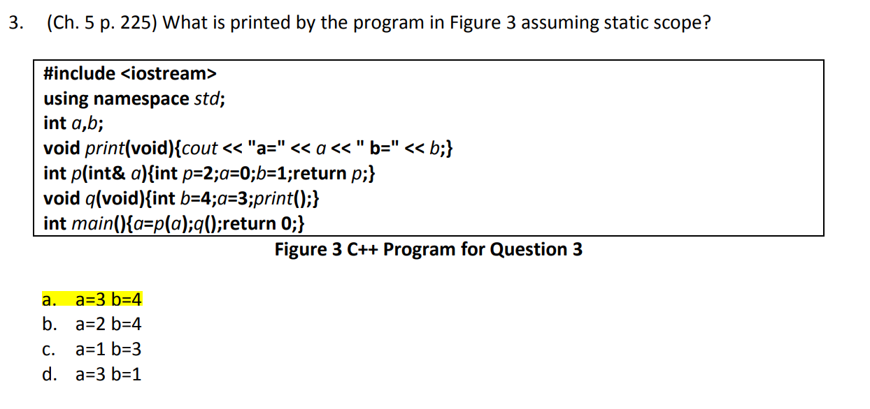 Solved 2. (Ch. 5. p. 233) What is printed by the program in | Chegg.com