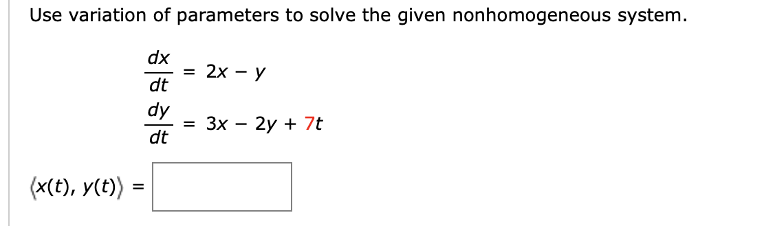 Solved Use variation of parameters to solve the given | Chegg.com