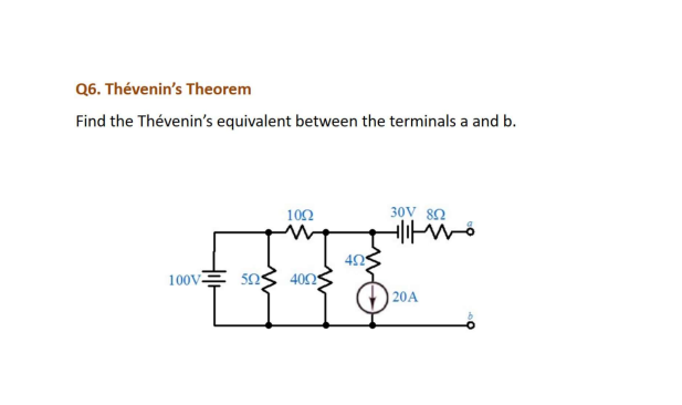 Solved Q6. Thévenin's Theorem Find the Thévenin's equivalent | Chegg.com