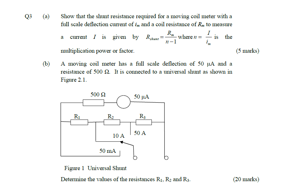 Solved (a) Show that the shunt resistance required for a | Chegg.com