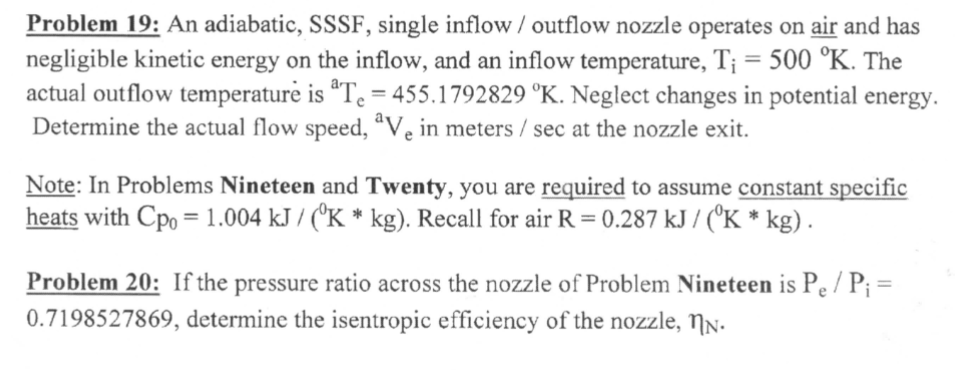 Solved Problem 19: An adiabatic, SSSF, ﻿single inflow / | Chegg.com