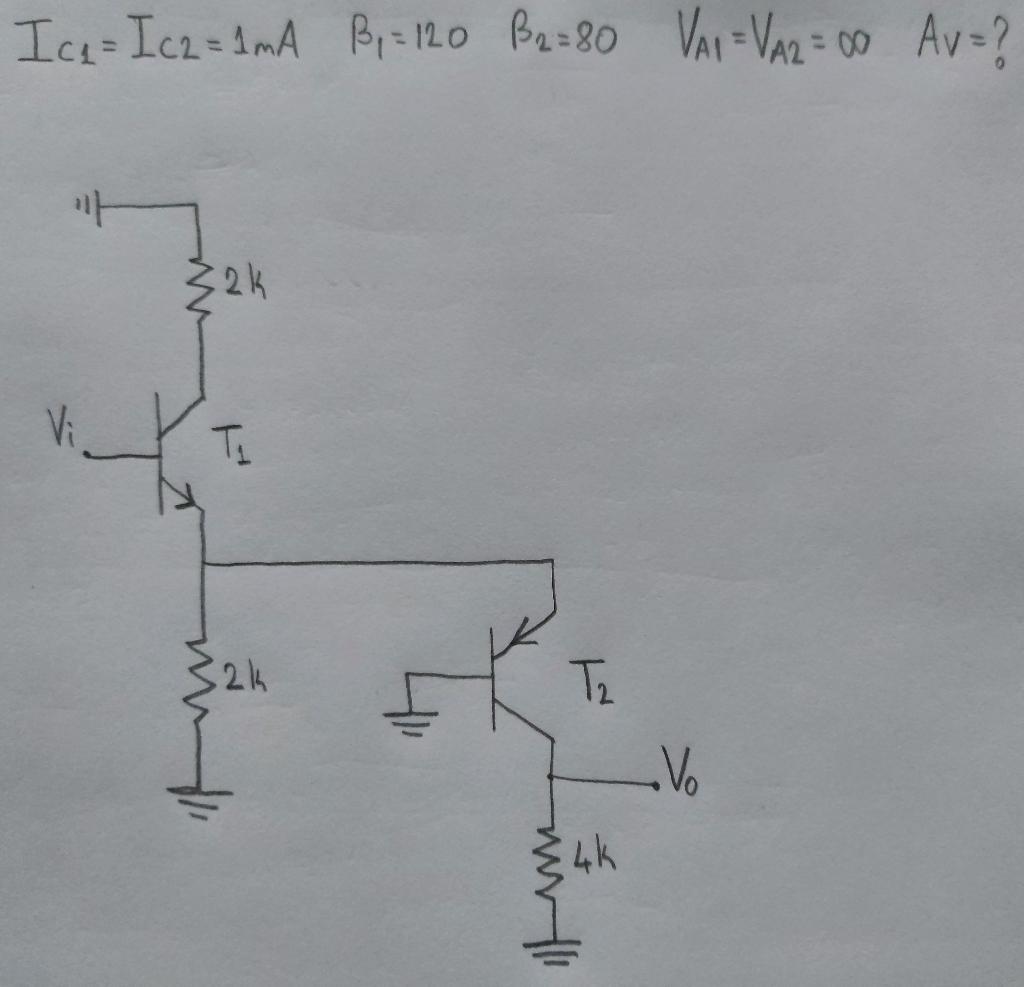 Solved IC1=IC2=1 mAβ1=120β2=80VA1=VA2=∞AV=? | Chegg.com