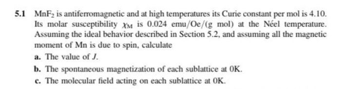MnF2 is antiferromagnetic and at high temperatures | Chegg.com