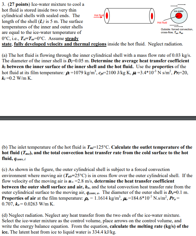 Solved 3. (27 points) Ice-water mixture to cool a hot fluid | Chegg.com