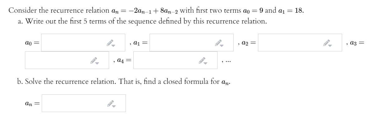 Solved Consider the recurrence relation an= -2an-1+8an-2 | Chegg.com