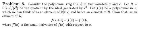 Solved Problem 6. Consider the polynomial ring R[2, ] in two | Chegg.com