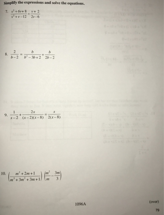 Solved Simplify the expressions and solve the equations. | Chegg.com