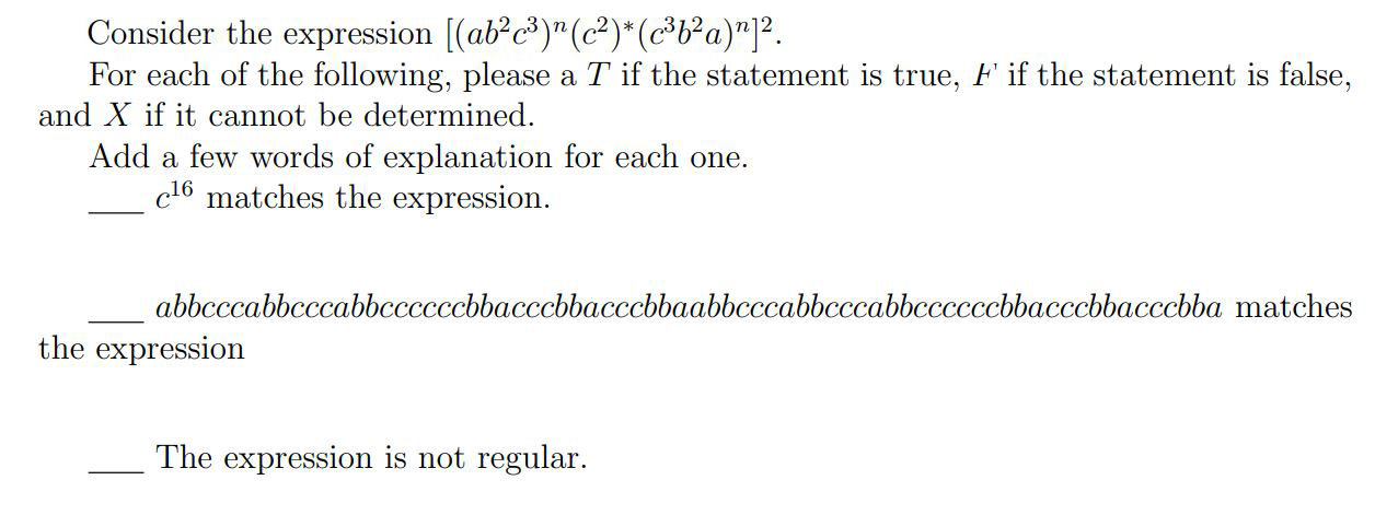 Solved Consider the expression [(ab2c3)" (c2)*(c3b-a)n12. | Chegg.com
