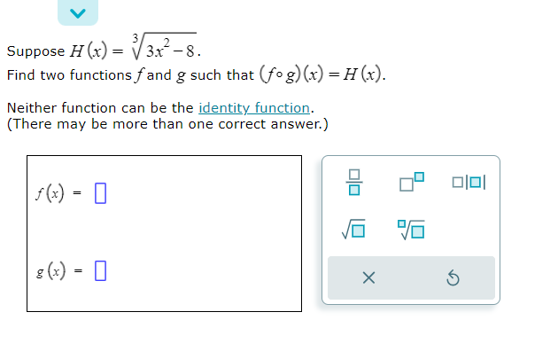 Solved Suppose H(x)=33x2−8 Find two functions f and g such | Chegg.com