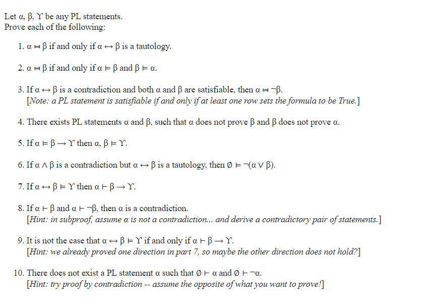 Solved Prove each of the following: 1. α⇔β if and only if | Chegg.com