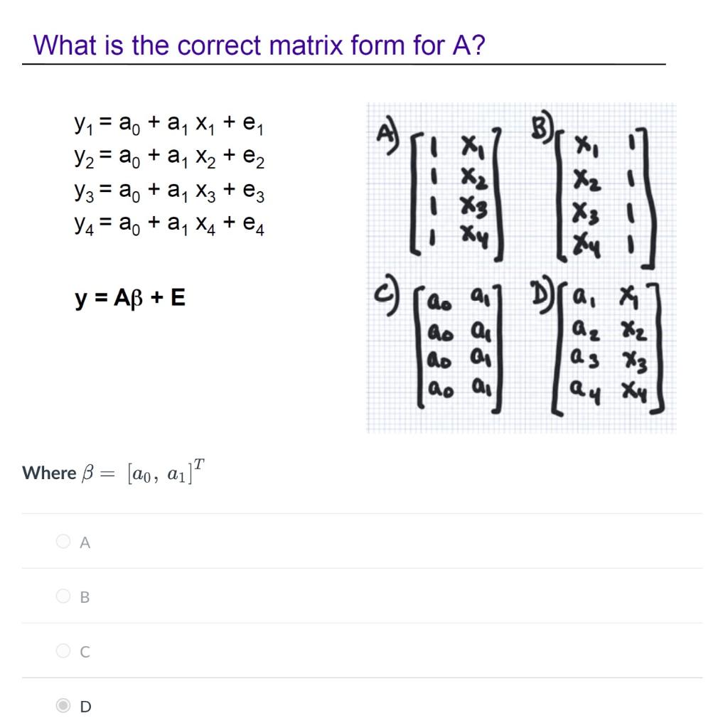 Solved What is the correct matrix form for M ? | Chegg.com