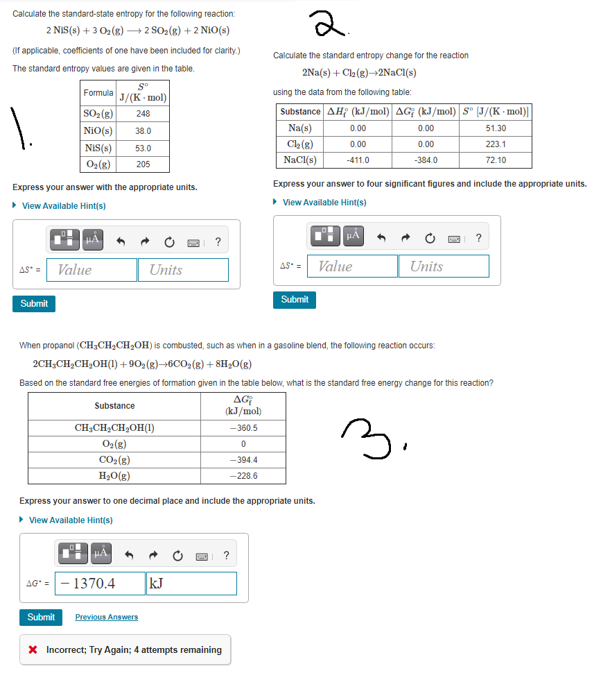 Solved Calculate the standard-state entropy for the | Chegg.com