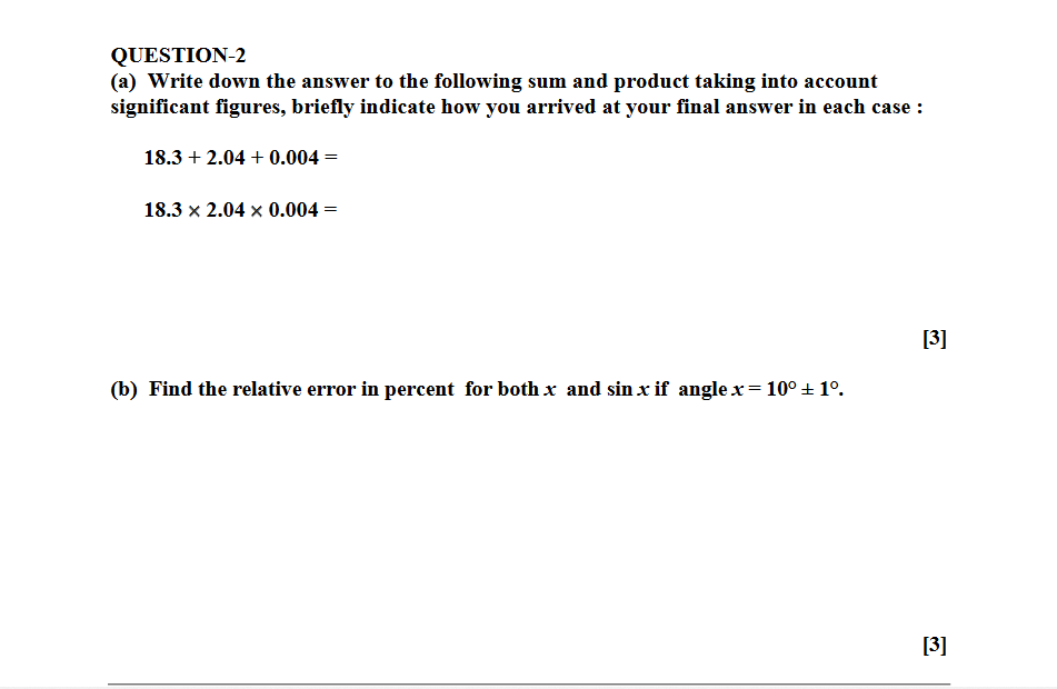 Solved QUESTION-2 (a) Write down the answer to the following | Chegg.com